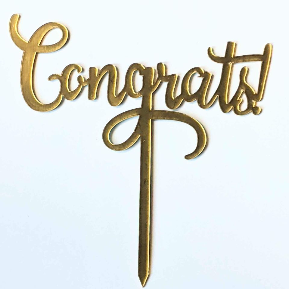 Elegant Gold Congrats & Congratulations Acrylic Cake Toppers – Perfect ...